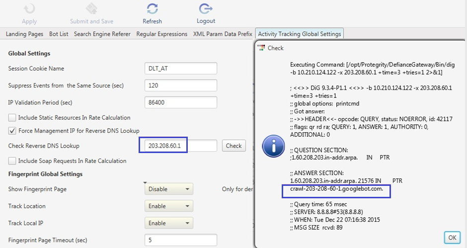 Activity Tracking Global Settings Description