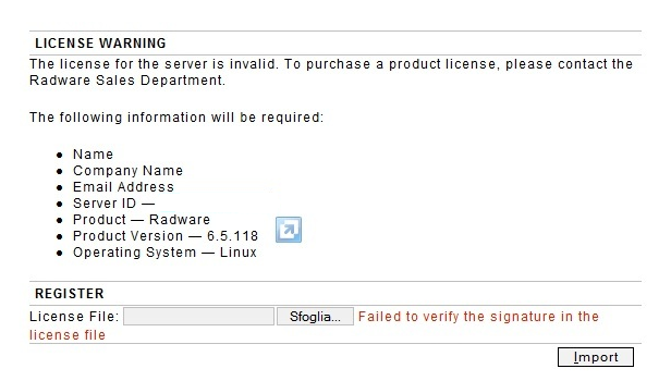 Error: Failed to verify the signature in the AppXML license file