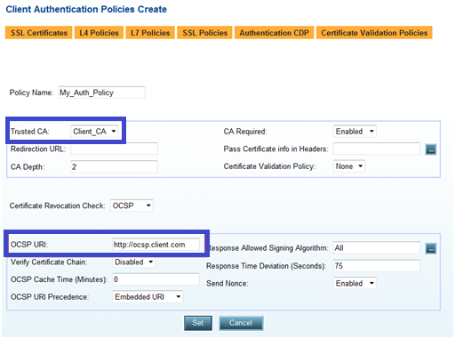 How to configure an AppDirector Client OCPS Authentication Policy